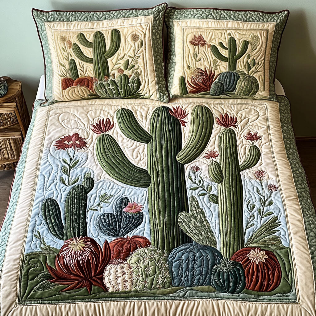 Botanical Desert 3-Piece Quilted Bedding Set NCU0NT2987 – Vantique