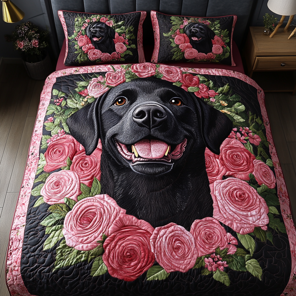 Brave Labrador 3-Piece Quilted Bedding Set NCU0DK9930 – Vantique