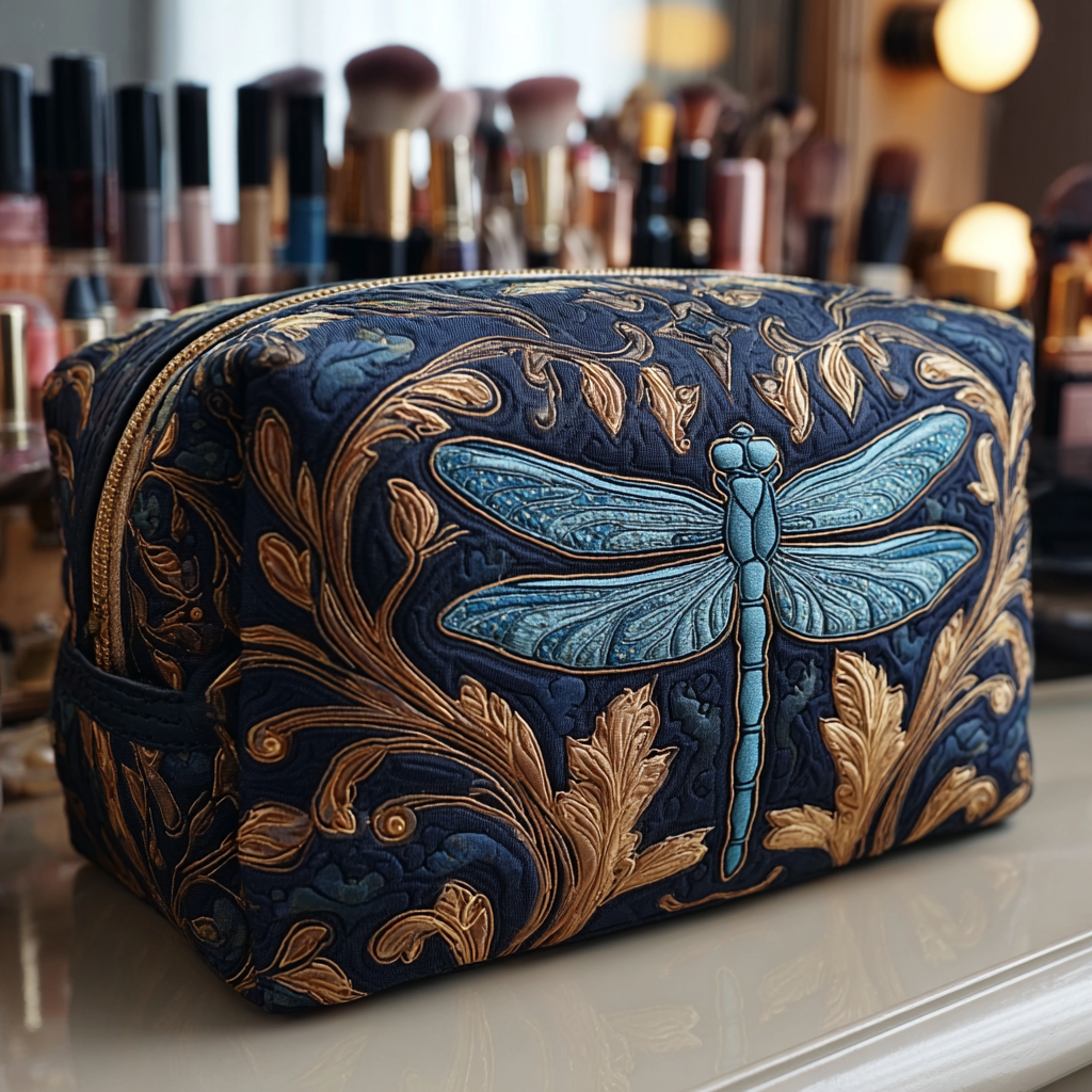 Bright Dragonfly Quilted Makeup Bag NCU0DK10233 – Vantique
