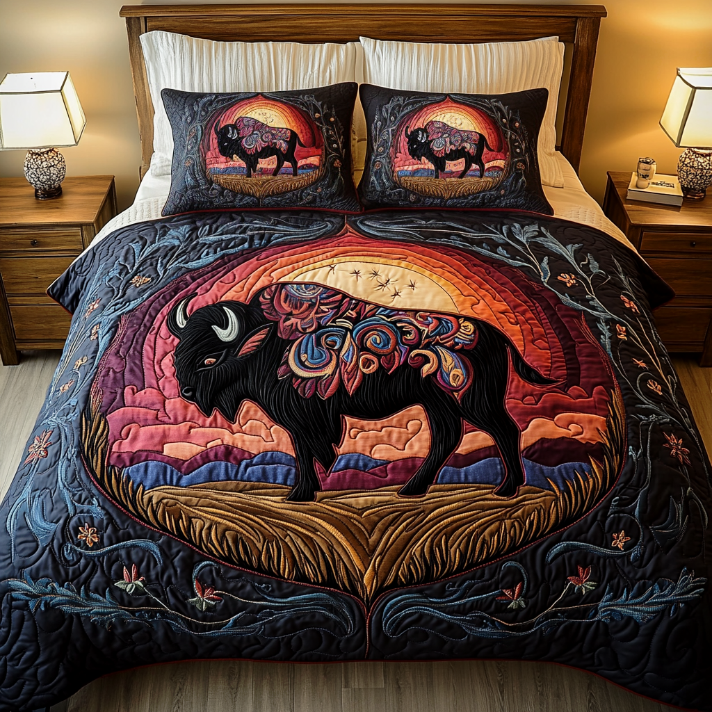 Buffalo Legend 3-Piece Quilted Bedding Set NCU0VH1637 – Vantique