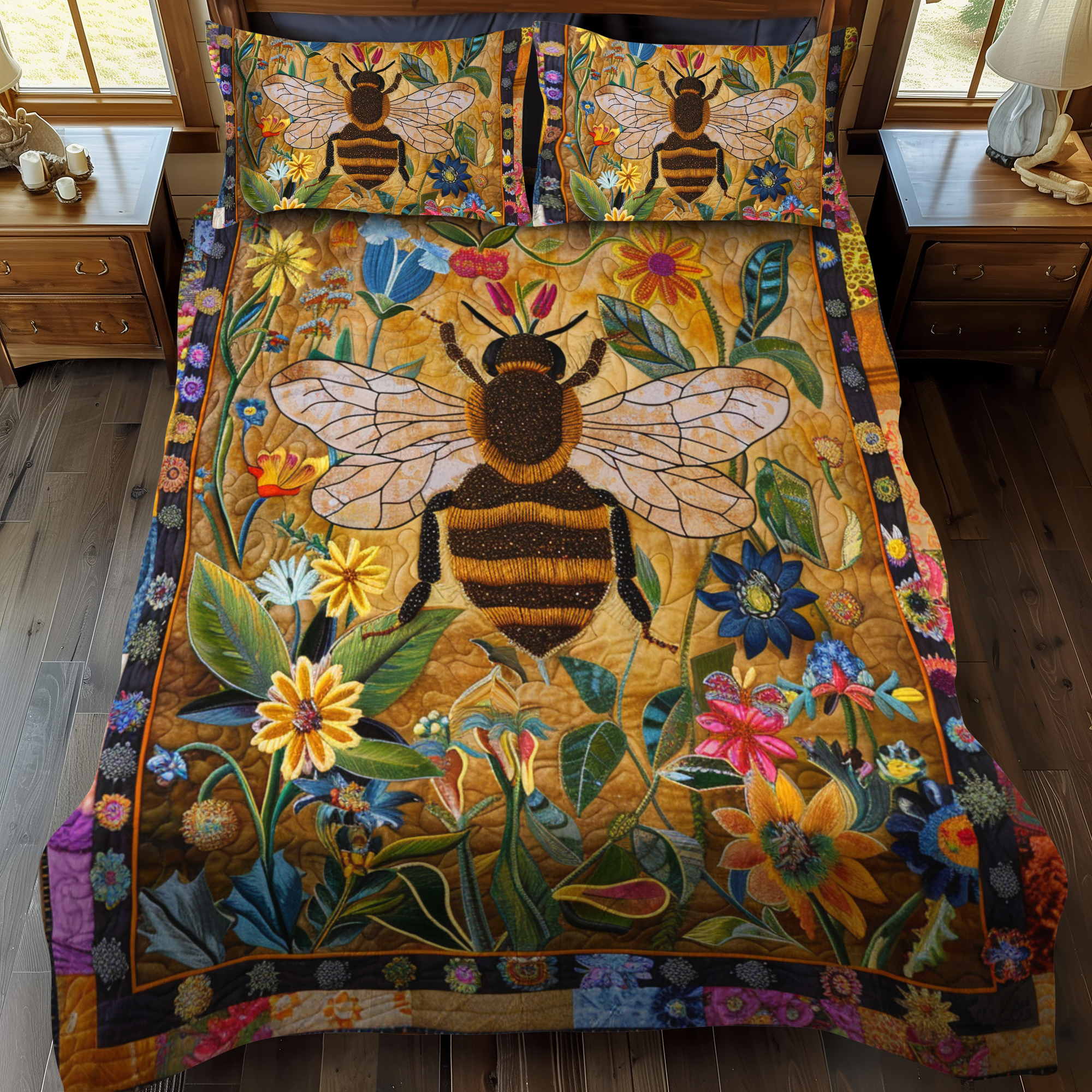 Bumblebee Garden 3-Piece Quilted Bedding Set NCU0NT007 – Vantique