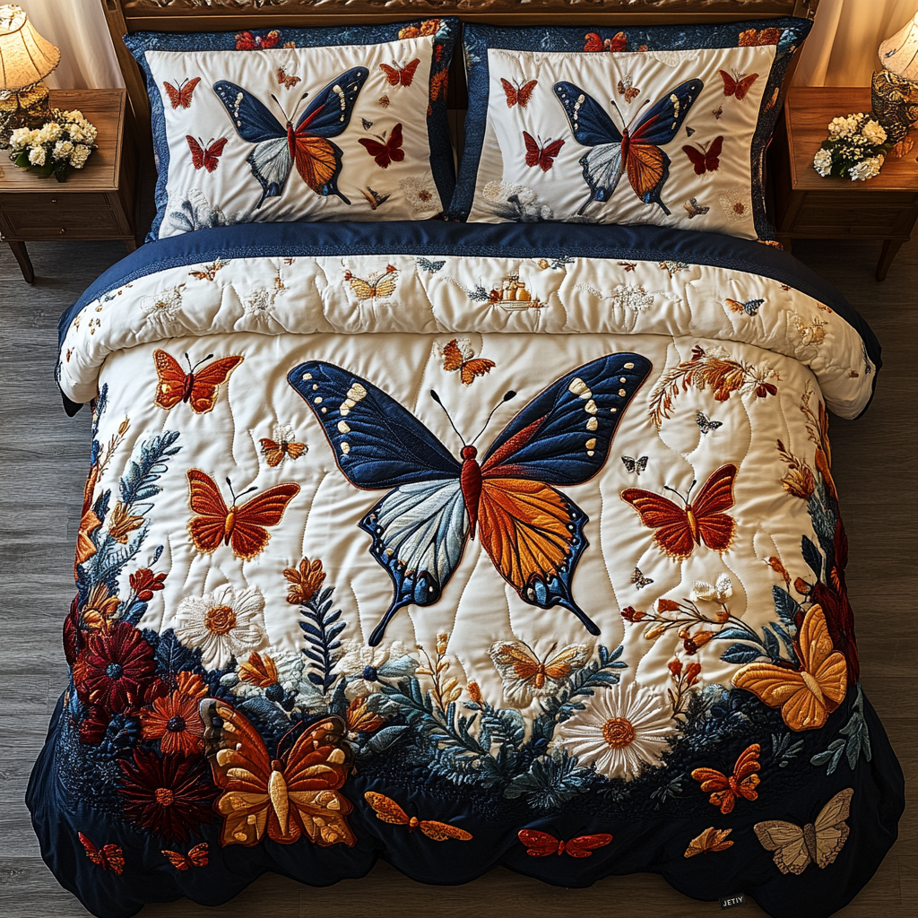 Butterfly Bliss 3-Piece Quilted Bedding Set NCU0DK2269 – Vantique