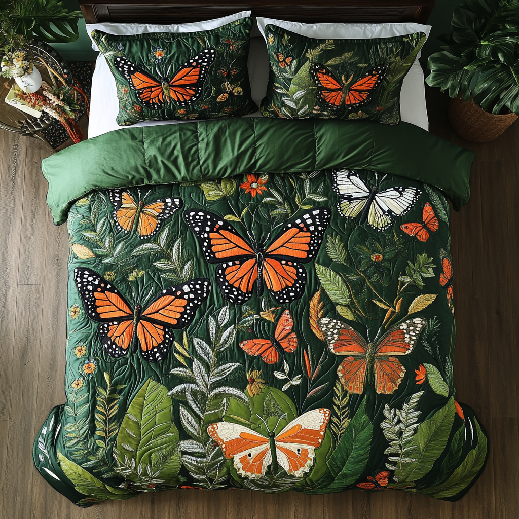 Butterfly Bliss 3-Piece Quilted Bedding Set NCU0VH2834 – Vantique