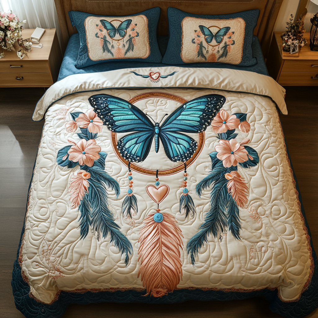 Butterfly Dreamscape 3-Piece Quilted Bedding Set NCU0VL1223 – Vantique
