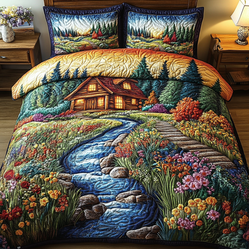 Cabin Bloom 3-Piece Quilted Bedding Set NCU0VL2279 – Vantique