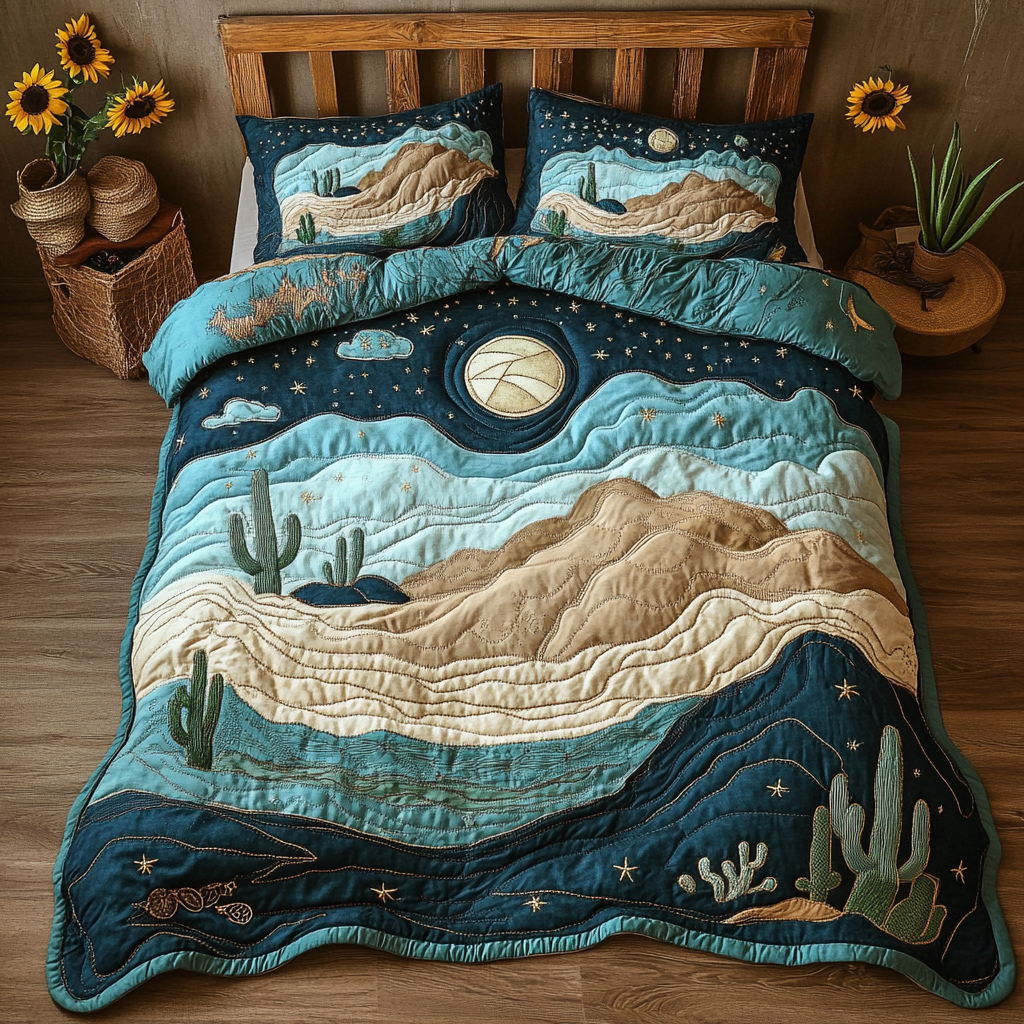 Cactus Mirage 3-Piece Quilted Bedding Set NCU0VL1708 – Vantique