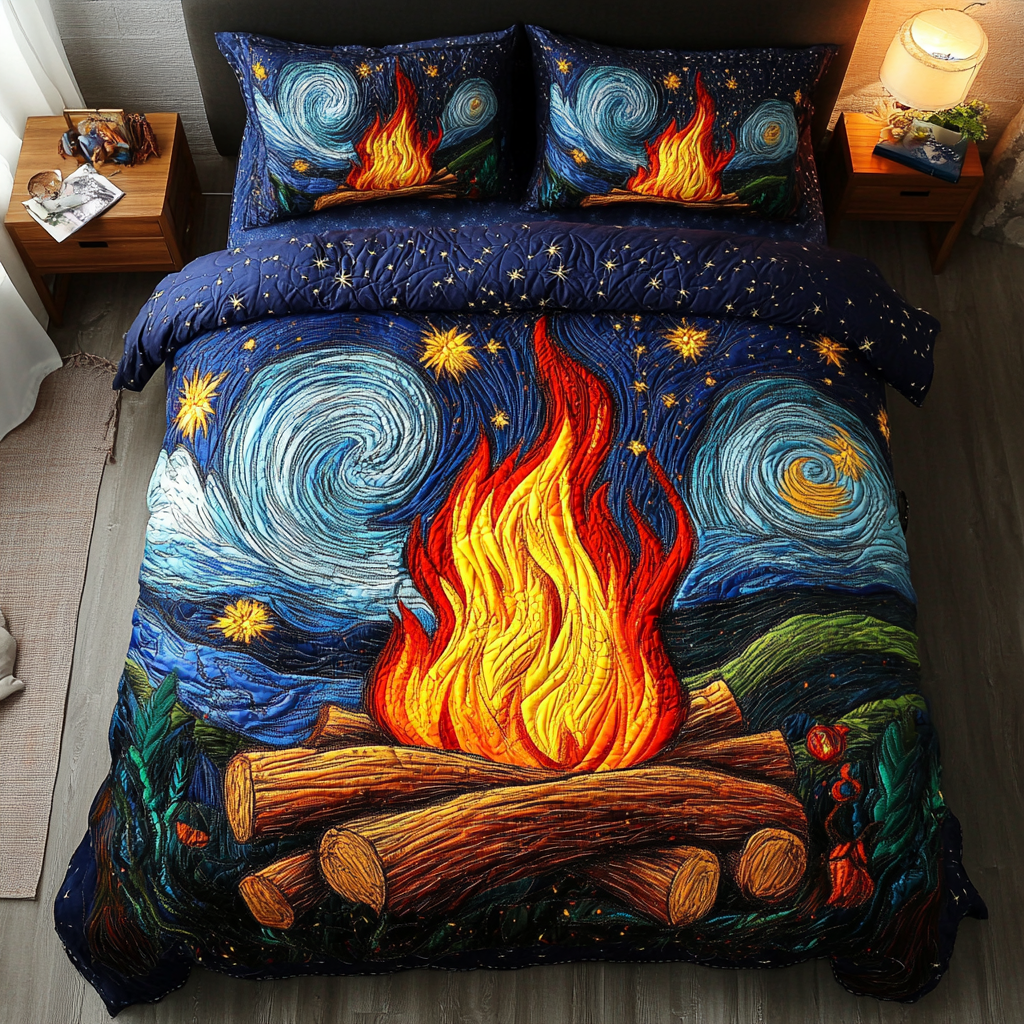 Campfire Bliss 3-Piece Quilted Bedding Set NCU0DK4574 – Vantique