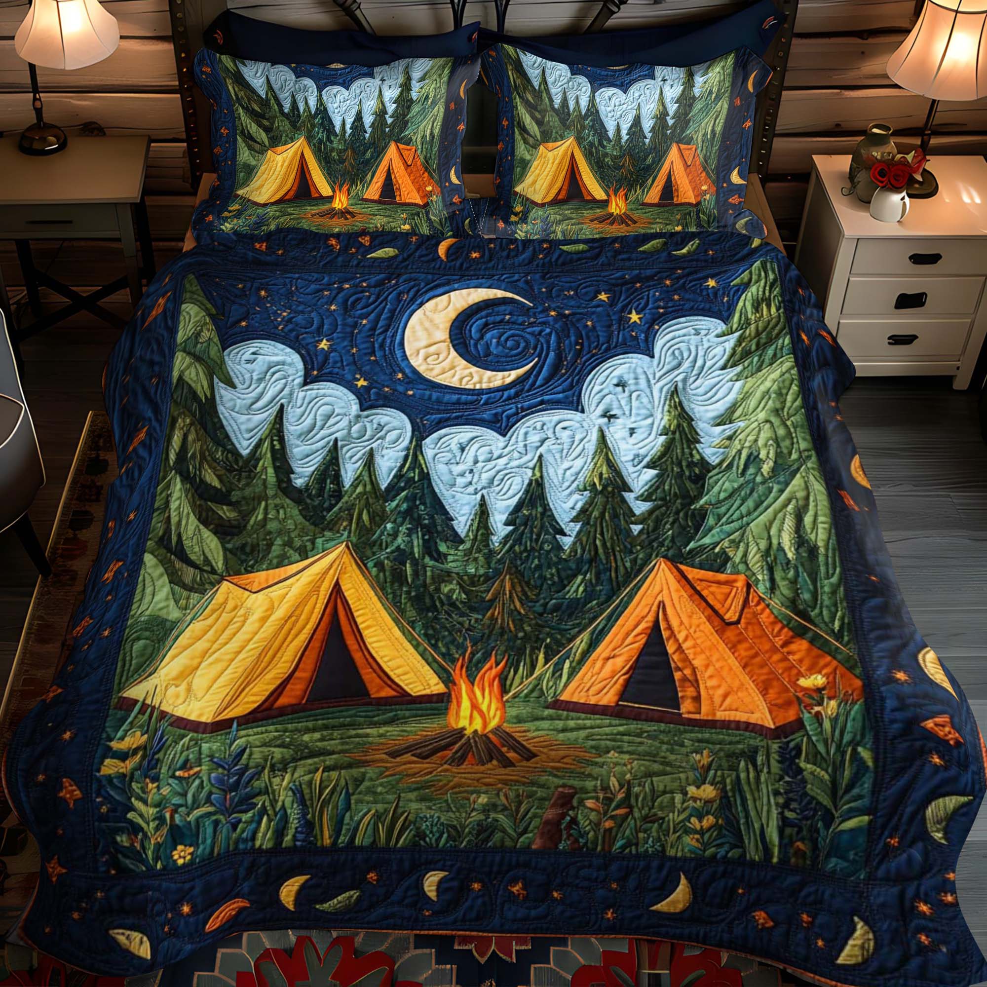 Campfire Glow 3-Piece Quilted Bedding Set NCU0NT623 – Vantique