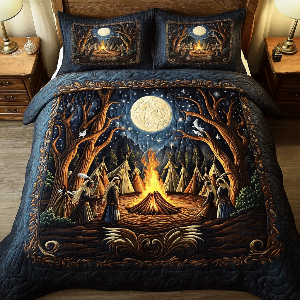 Campfire Spirit 3-Piece Quilted Bedding Set NCU0VH1878 – Vantique