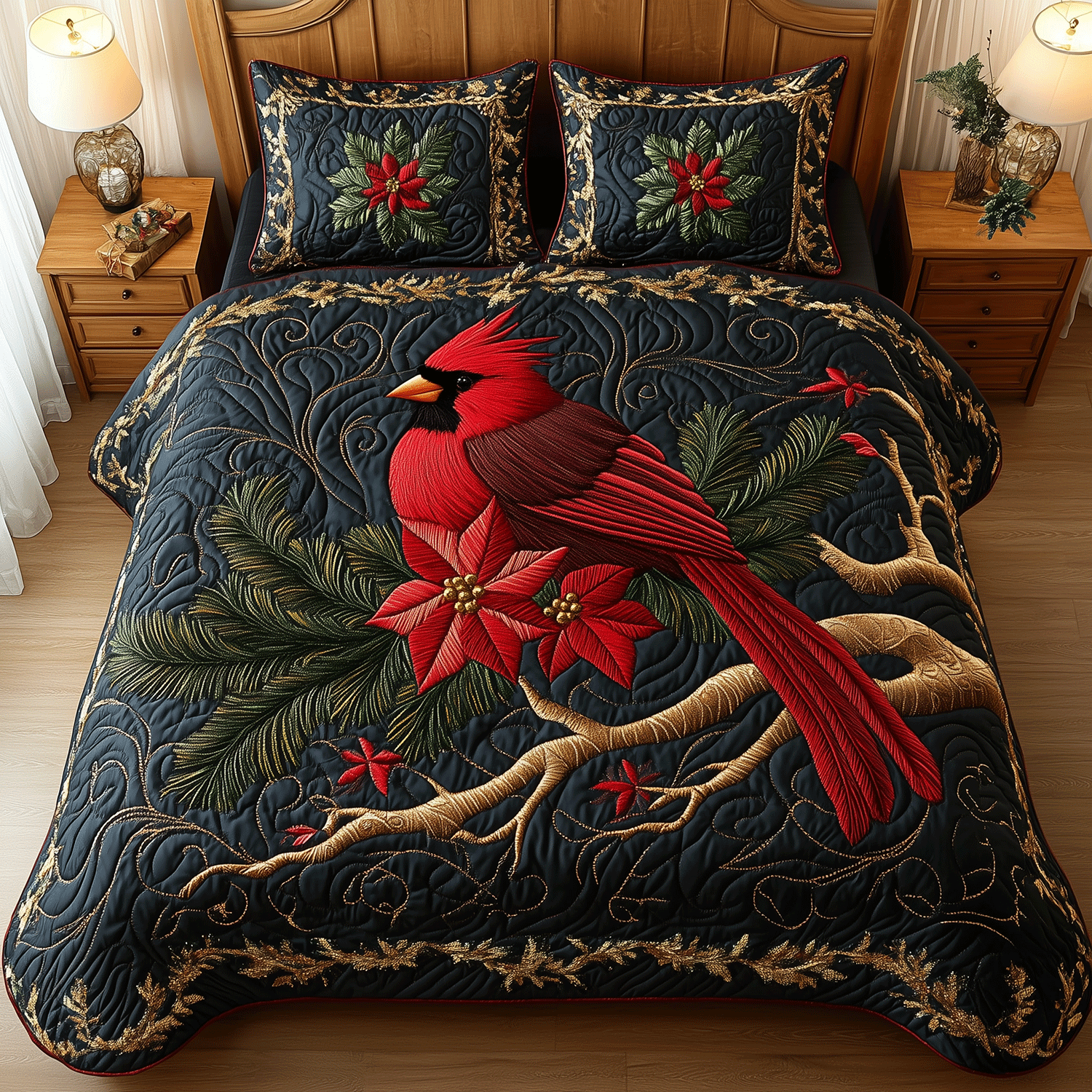 Cardinal Beauty 3-Piece Quilted Bedding Set NCU0TH2141 – Vantique