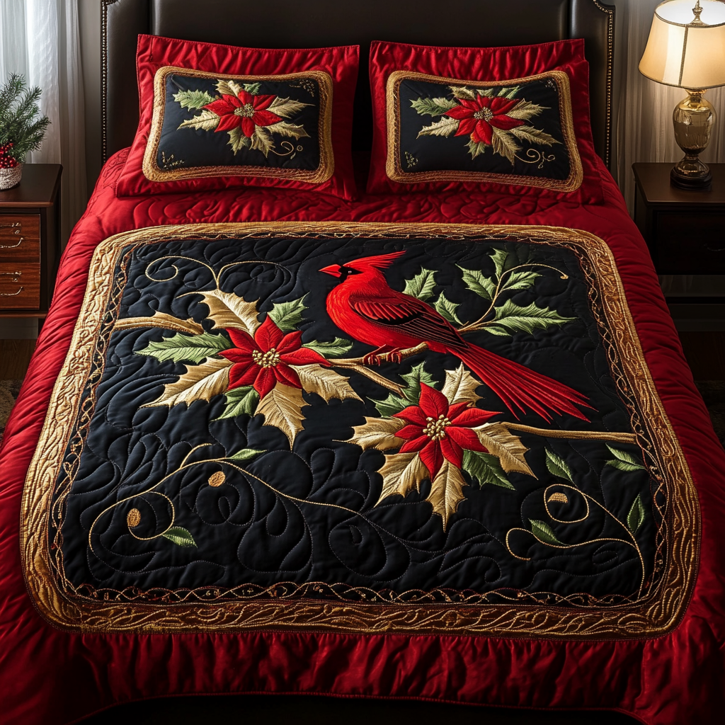 Cardinal Dream 3-Piece Quilted Bedding Set NCU0VH761 – Vantique