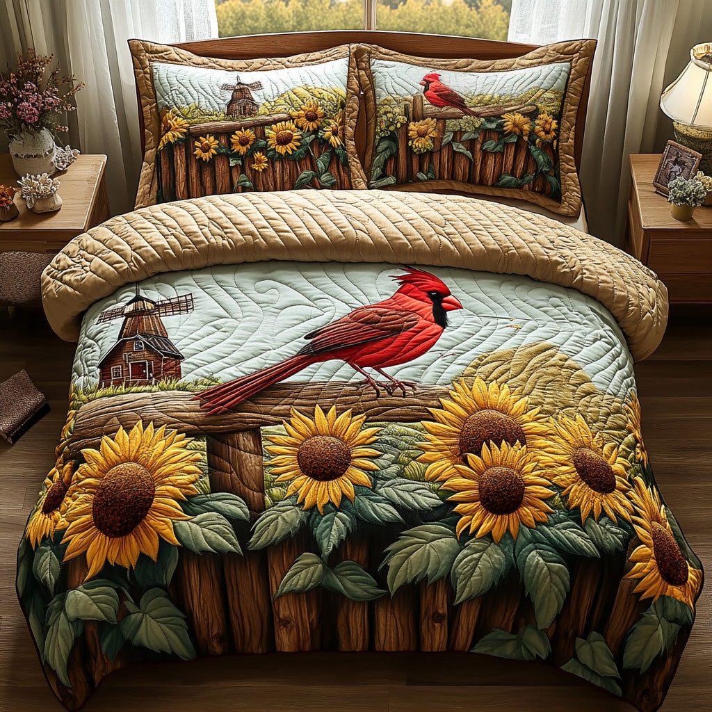 Cardinal Meadow 3-Piece Quilted Bedding Set NCU0DV6675 – Vantique