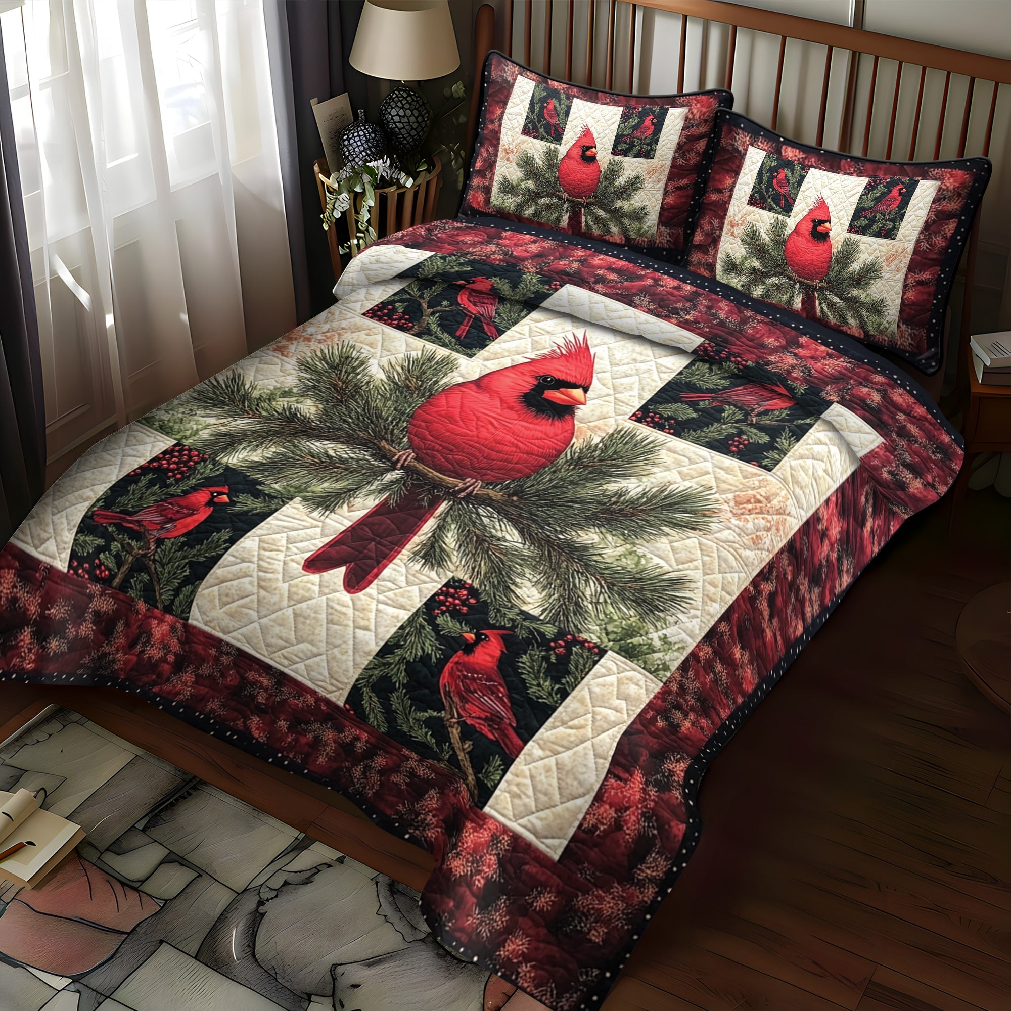 Cardinal Winter Haven Quilted Bedding Set NCU0VH027 – Vantique
