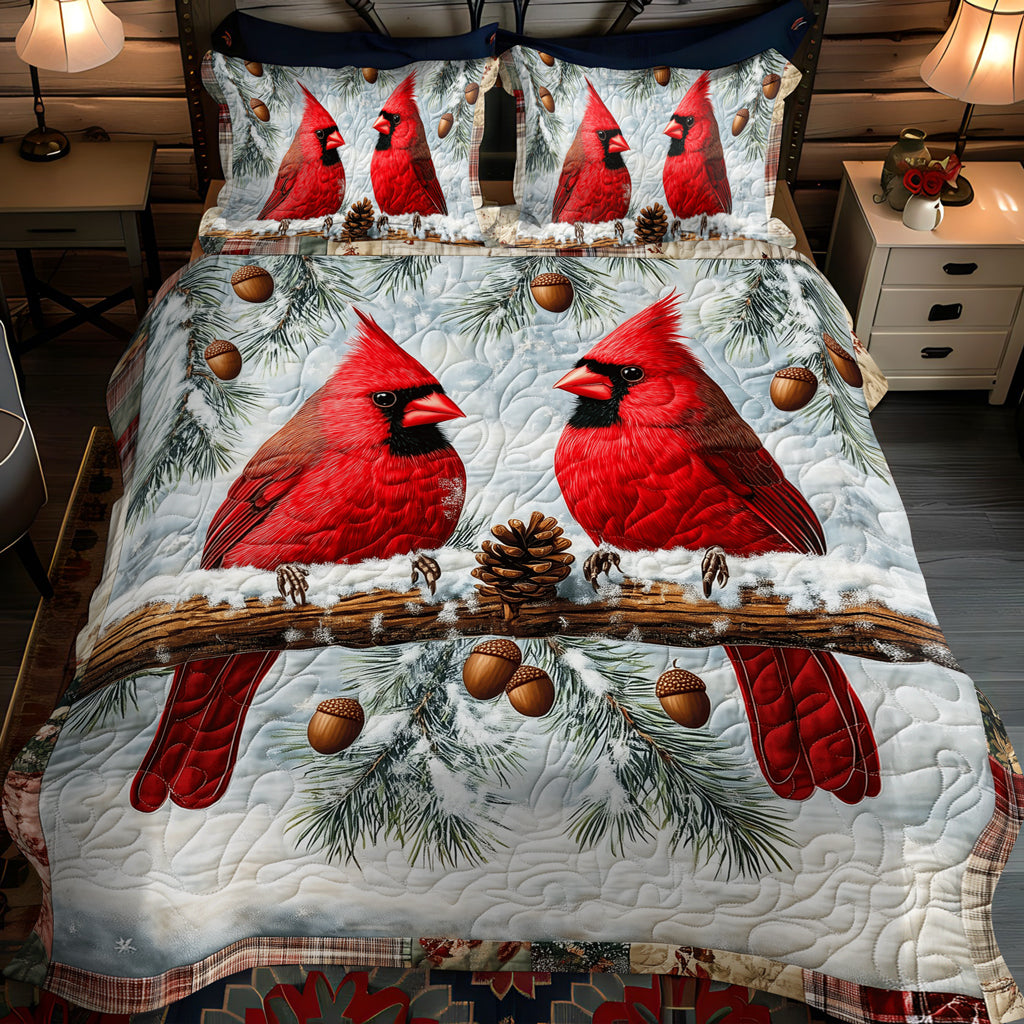 Cardinals in Snow 3-Piece Quilted Bedding Set NCU0TL1500 – Vantique
