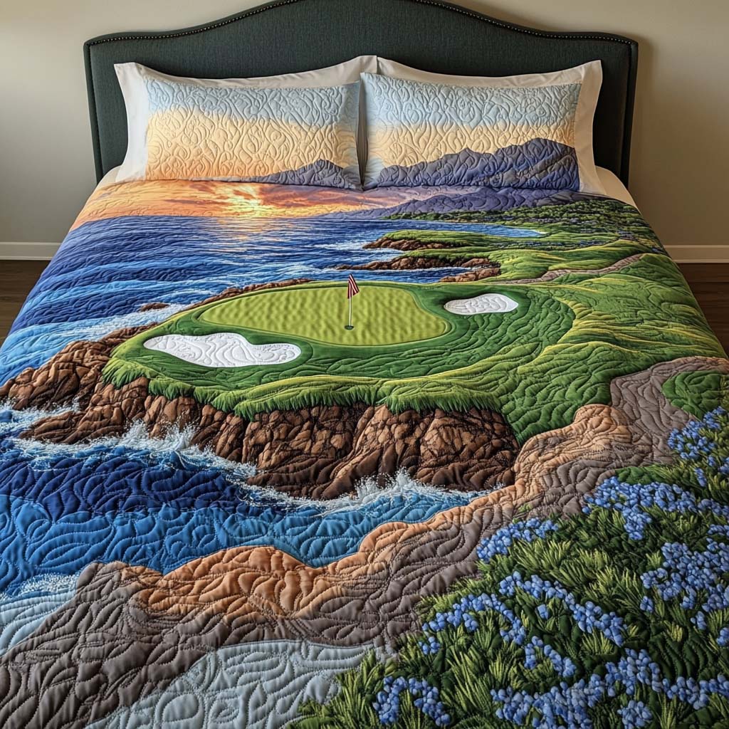 Cedar Valley Golf Course 3-Piece Quilted Bedding Set NCU0NT7602 – Vantique
