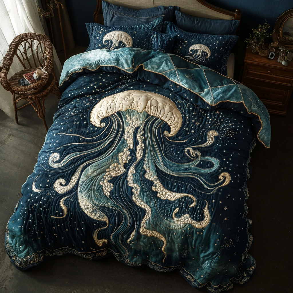 Celestial Current 3-Piece Quilted Bedding Set NCU0DK2382 – Vantique