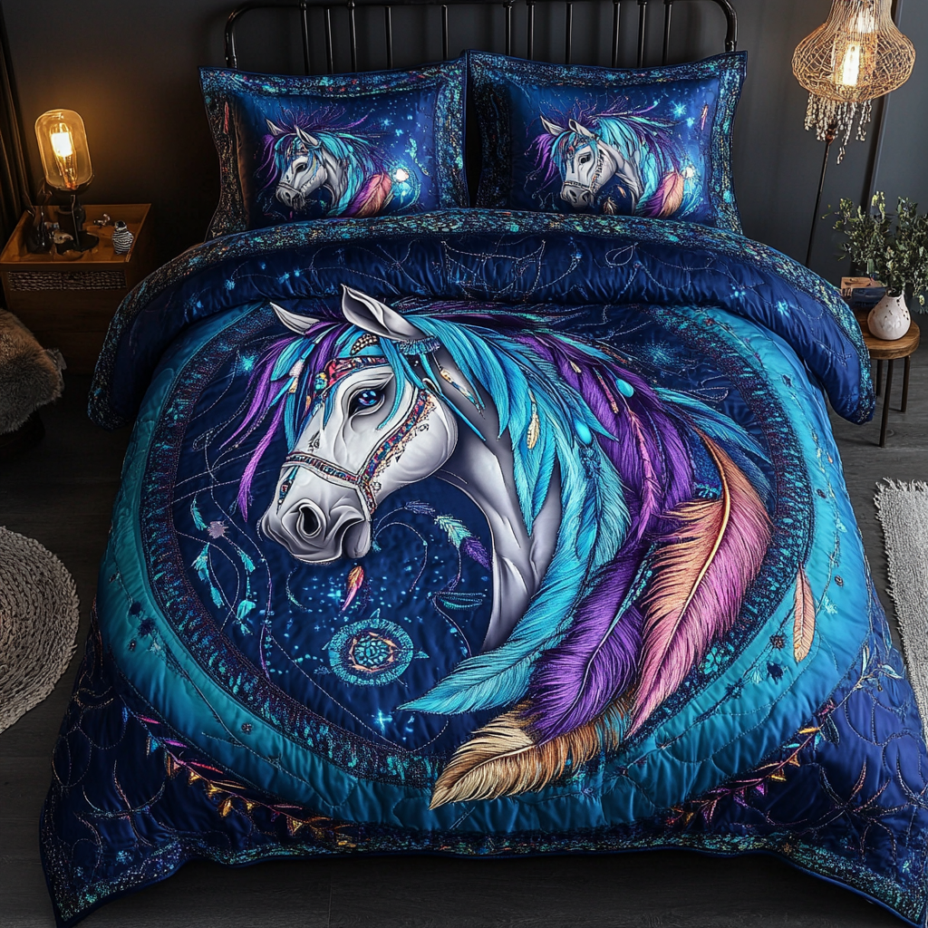 Celestial Mustang 3-Piece Quilted Bedding Set NCU0VL1297 – Vantique