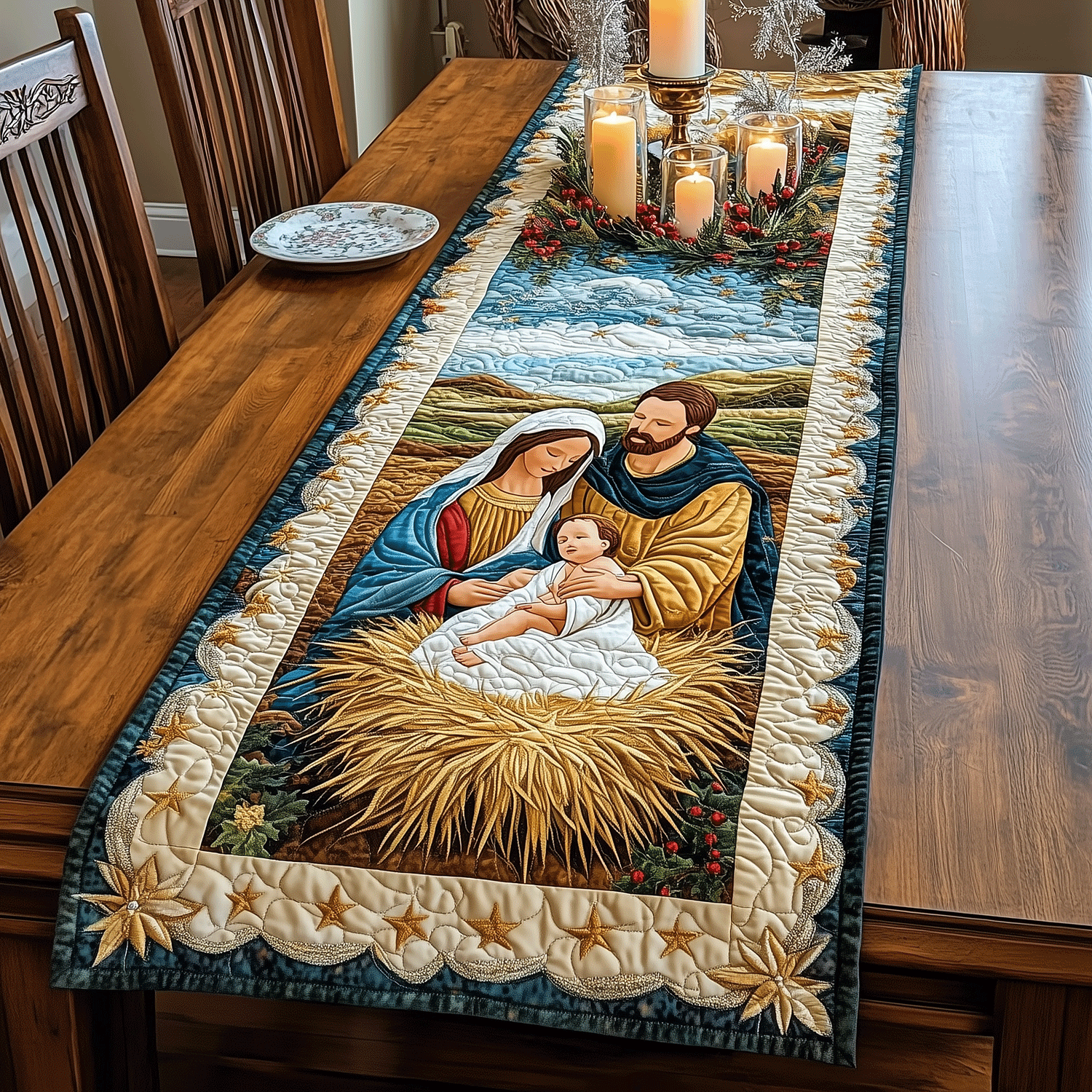 Celestial Nativity Quilted Table Runner NCU0TH1951 – Vantique