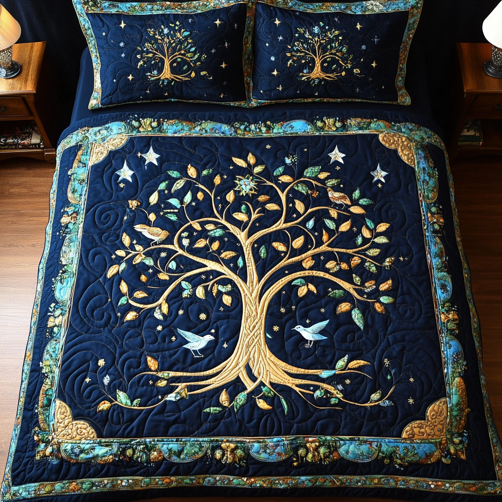 Celestial Tree Dreams 3-Piece Quilted Bedding Set NCU0TL1993 – Vantique