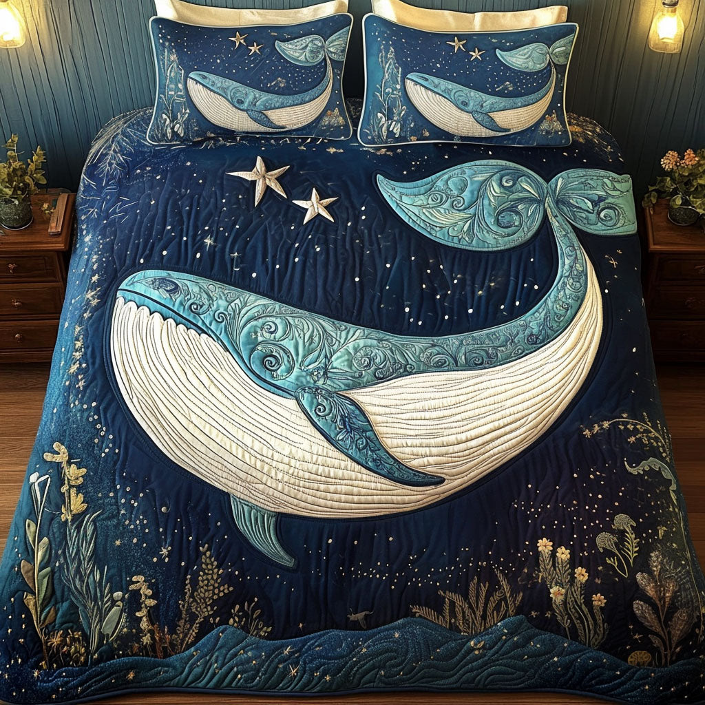 Celestial Whale Dreams 3-Piece Quilted Bedding Set NCU0NT2861 – Vantique