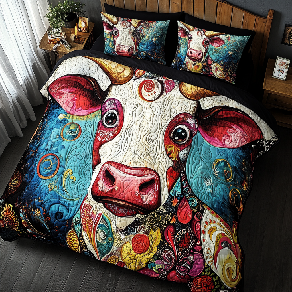 Charming Cow 3-Piece Quilted Bedding Set NCU0TL2378 – Vantique