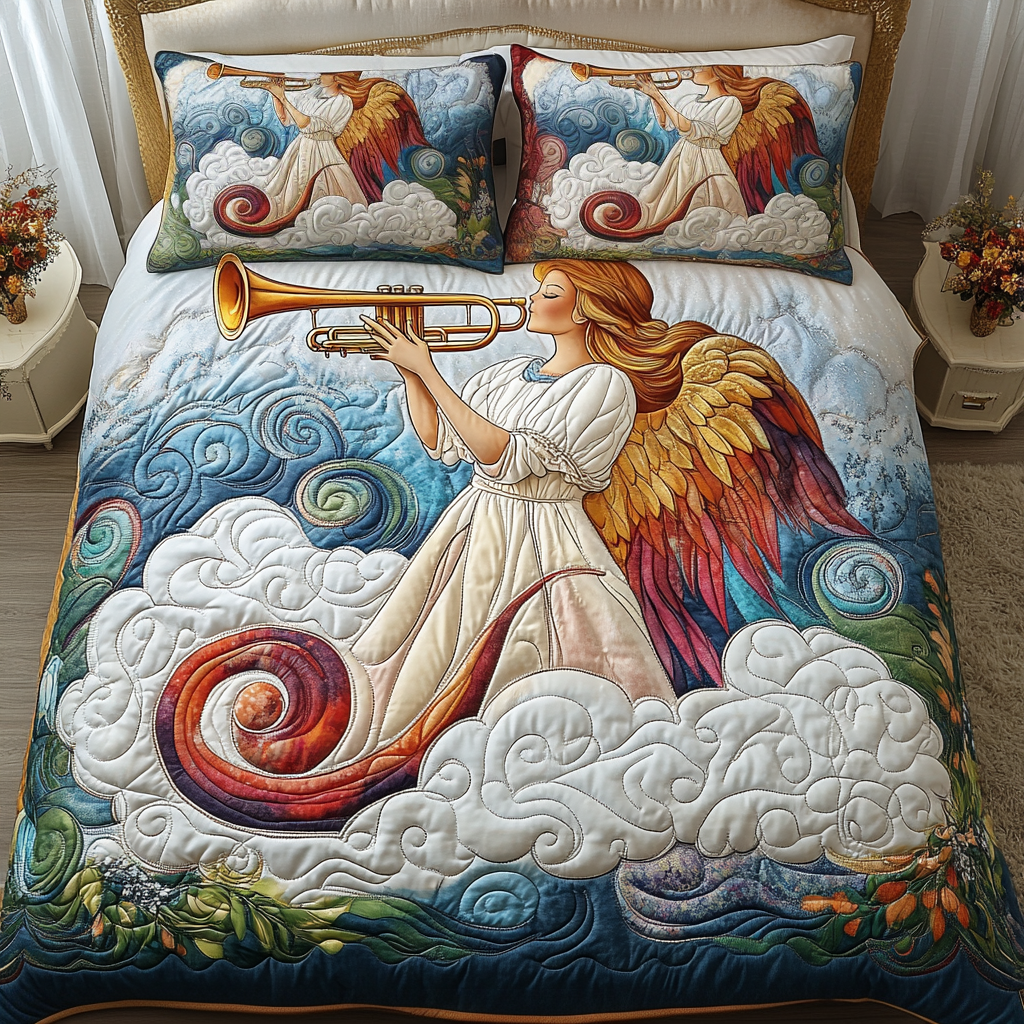 Christmas Angel Melody 3-Piece Quilted Bedding Set NCU0TL2155 – Vantique