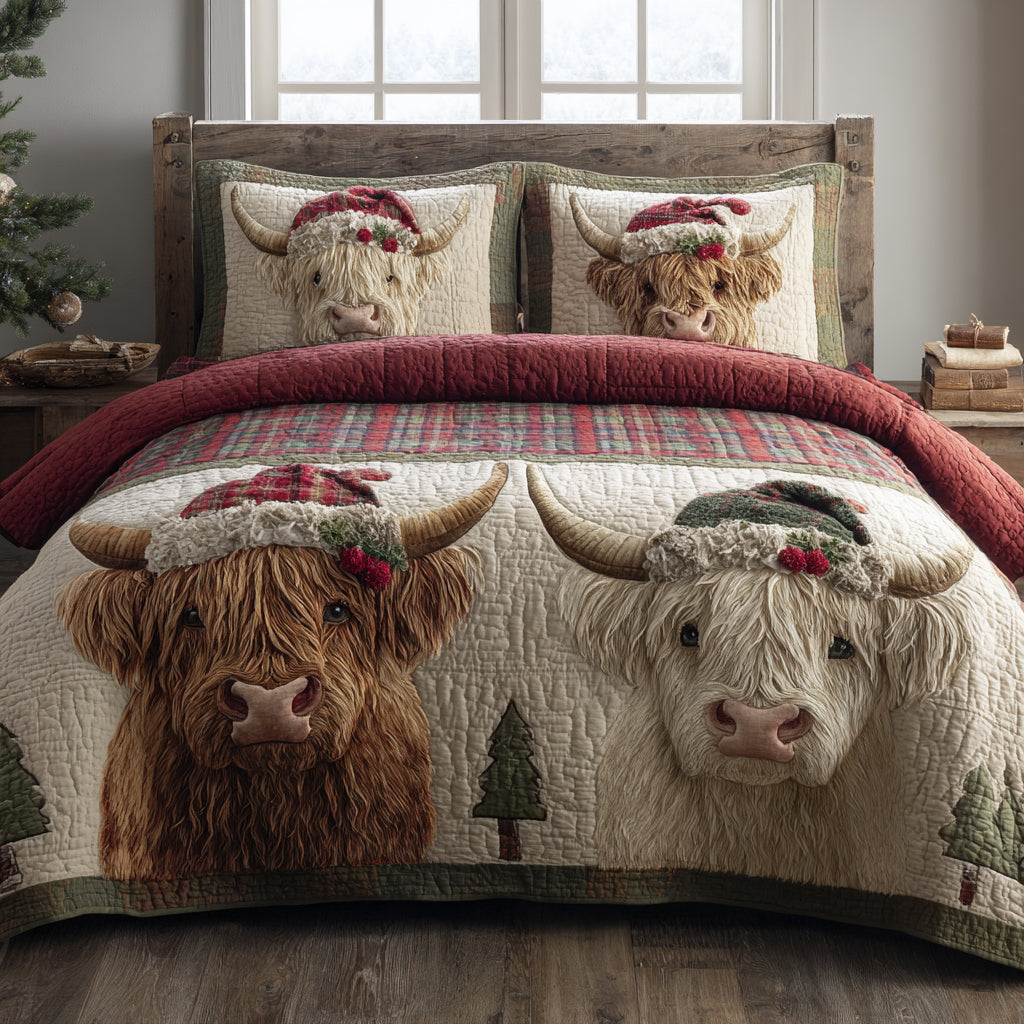 Christmas Highland 3-Piece Quilted Bedding Set NCU0DV8872 – Vantique