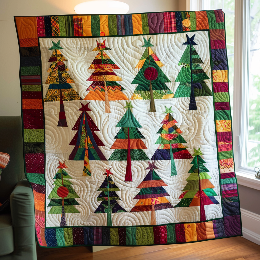 Christmas Tree Patchwork Quilted Blanket NCU0PD306 – Vantique