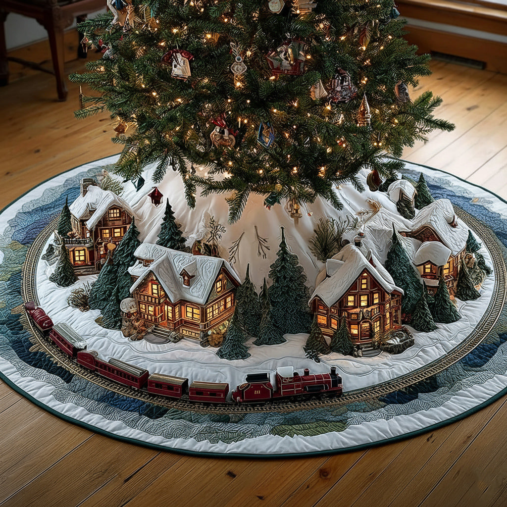 Christmas Village Festive Train Quilted Christmas Tree Skirt NCU0HH817 ...