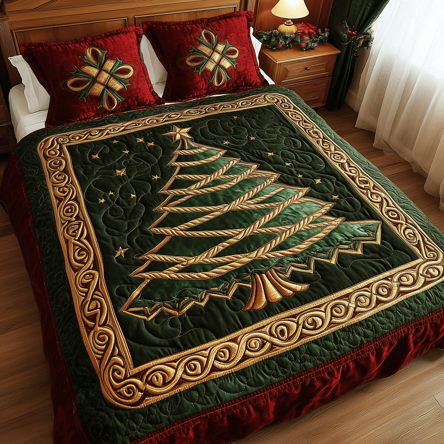 Classic Christmas Tree 3-Piece Quilted Bedding Set NCU0TH2145 – Vantique