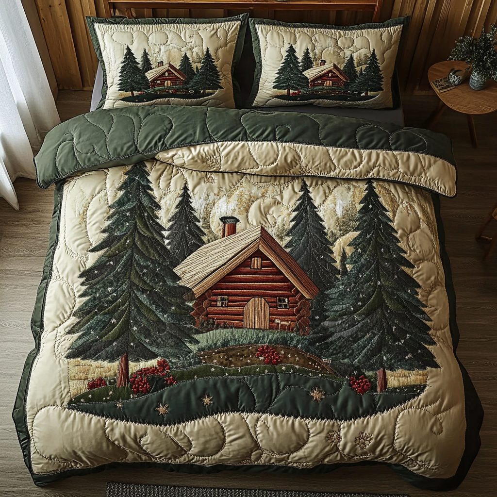 Classic Log Cabin 3-Piece Quilted Bedding Set NCU0DK3578 – Vantique