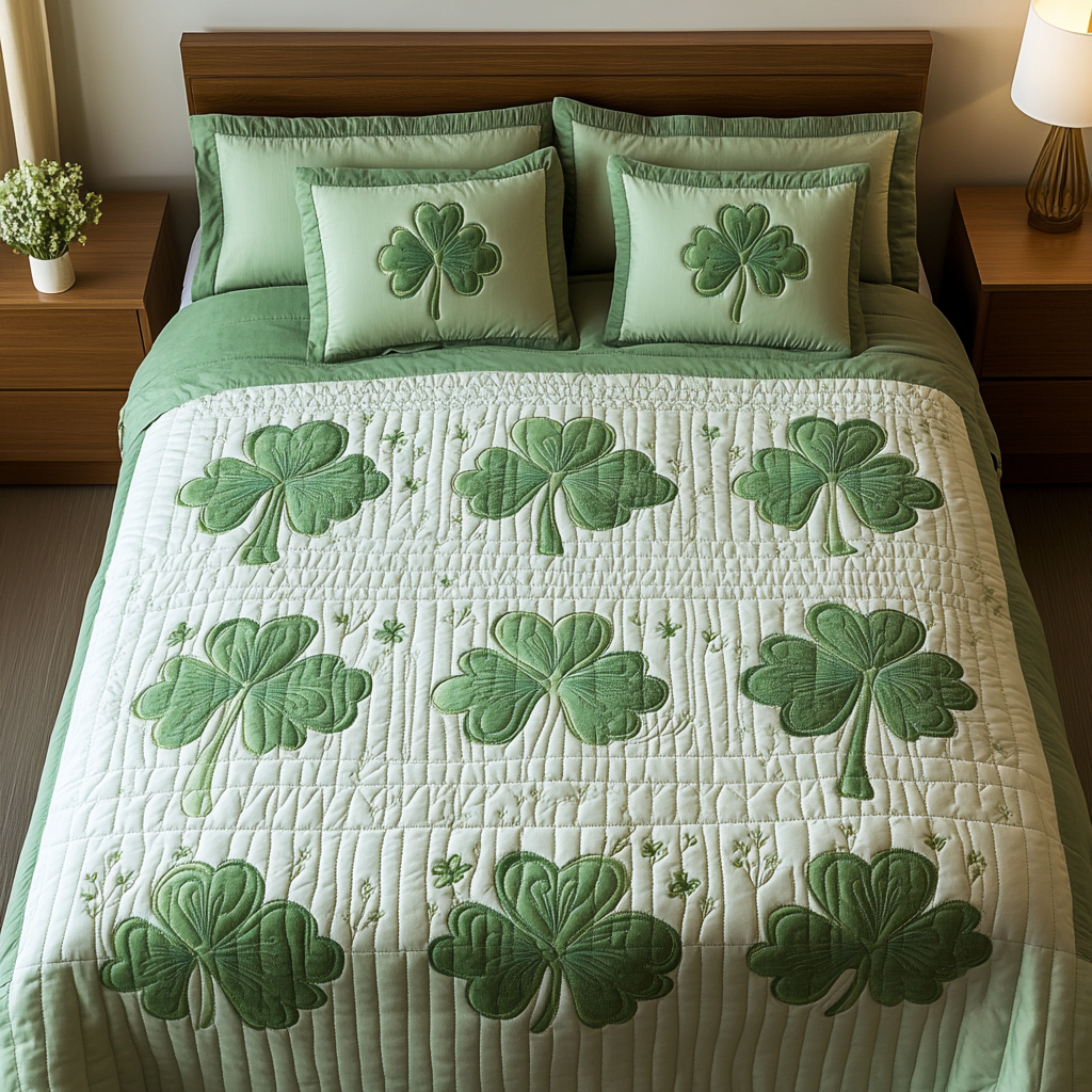 Clover Dreams 3-Piece Quilted Bedding Set NCU0VH1938 – Vantique