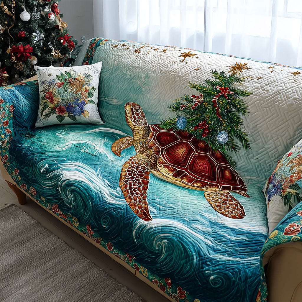 Coastal Christmas Turtle Quilted Sofa Cover NCU0PT10696 – Vantique