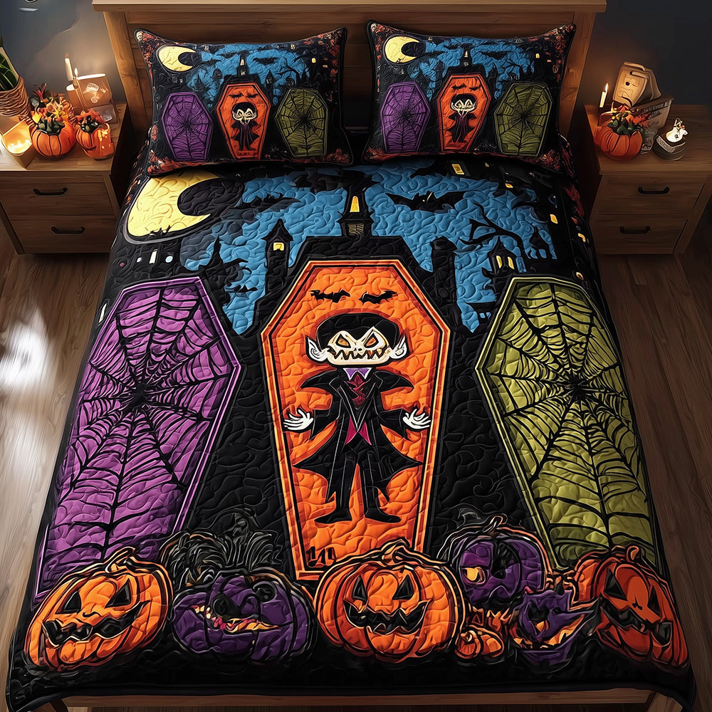 Coffin Magic 3-Piece Quilted Bedding Set NCU0TH3217 – Vantique
