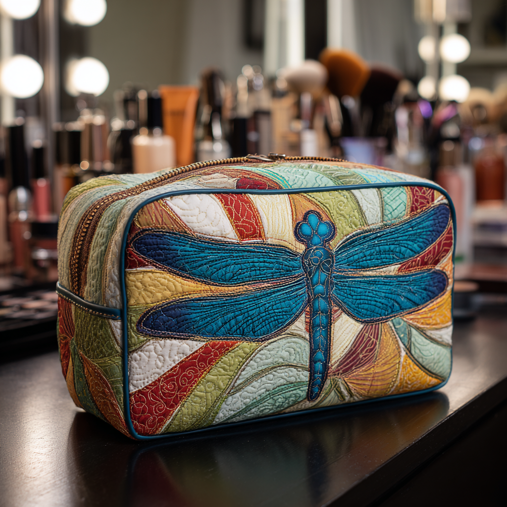 Colorful Dragonfly Quilted Makeup Bag NCU0DK10237 – Vantique