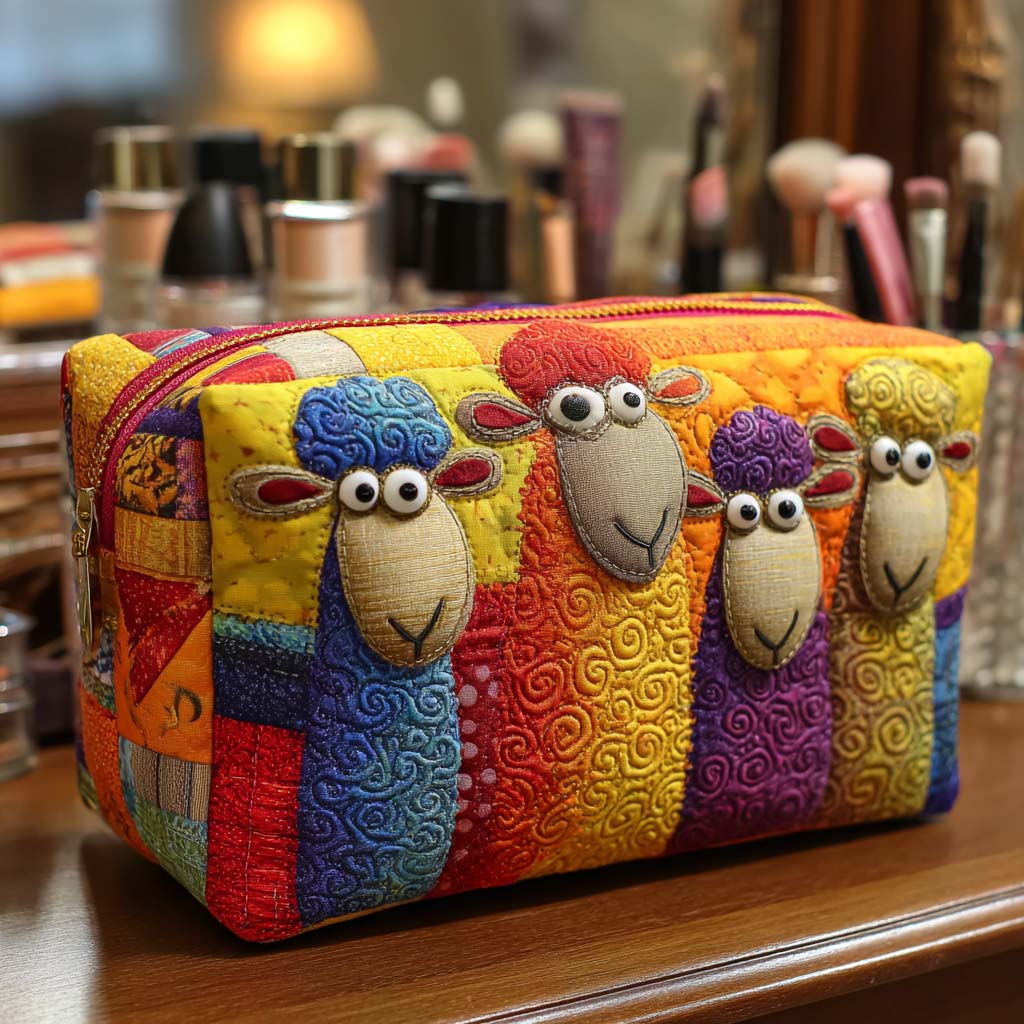 Colorful Flock Quilted Makeup Bag NCU0NT10383 – Vantique