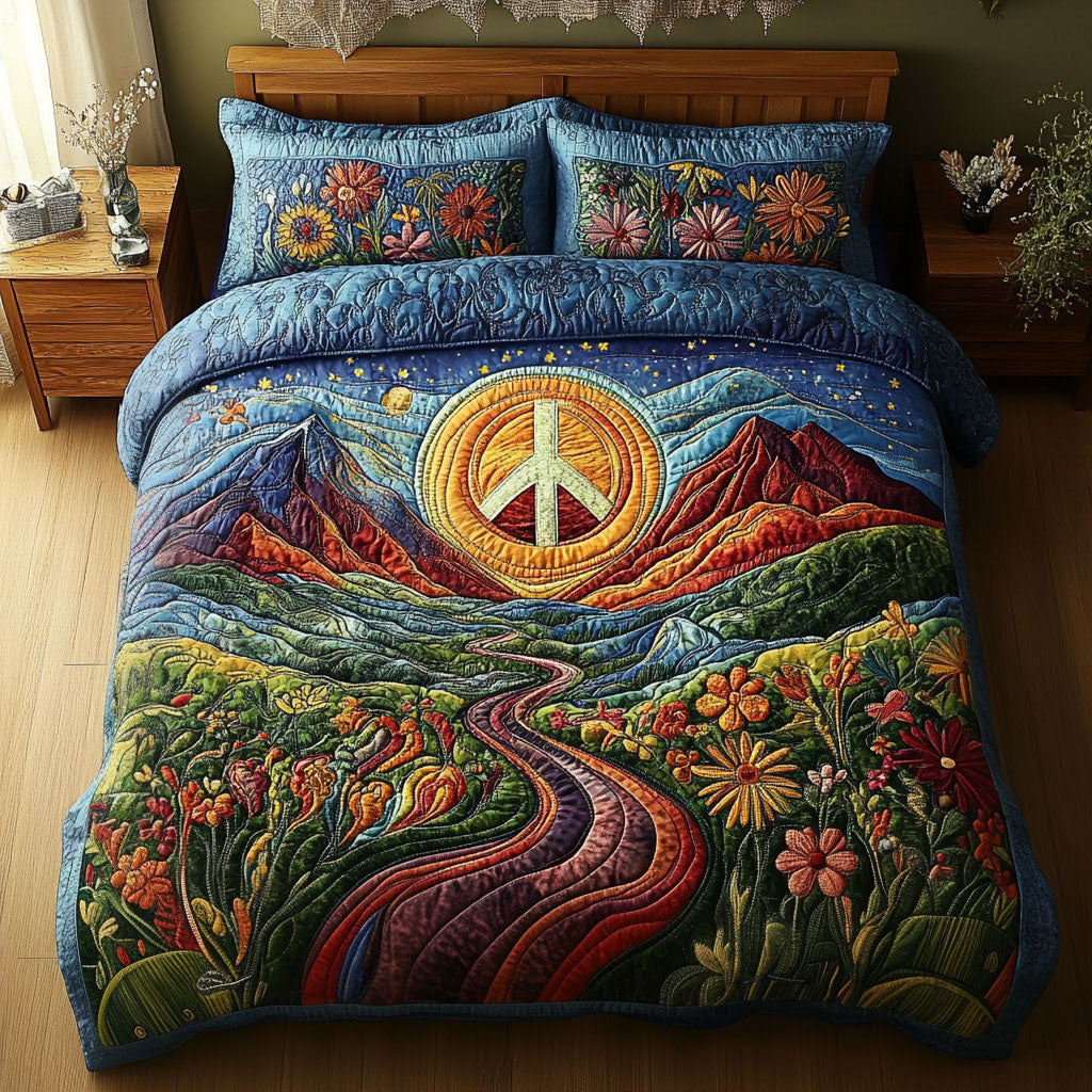 Colorful Zen Path 3-Piece Quilted Bedding Set NCU0PT4055 – Vantique