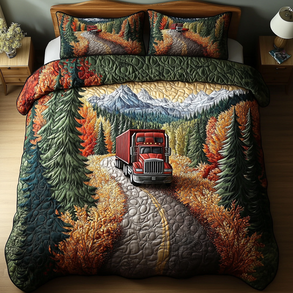Container Truck Service 3-Piece Quilted Bedding Set NCU0DK7622 – Vantique