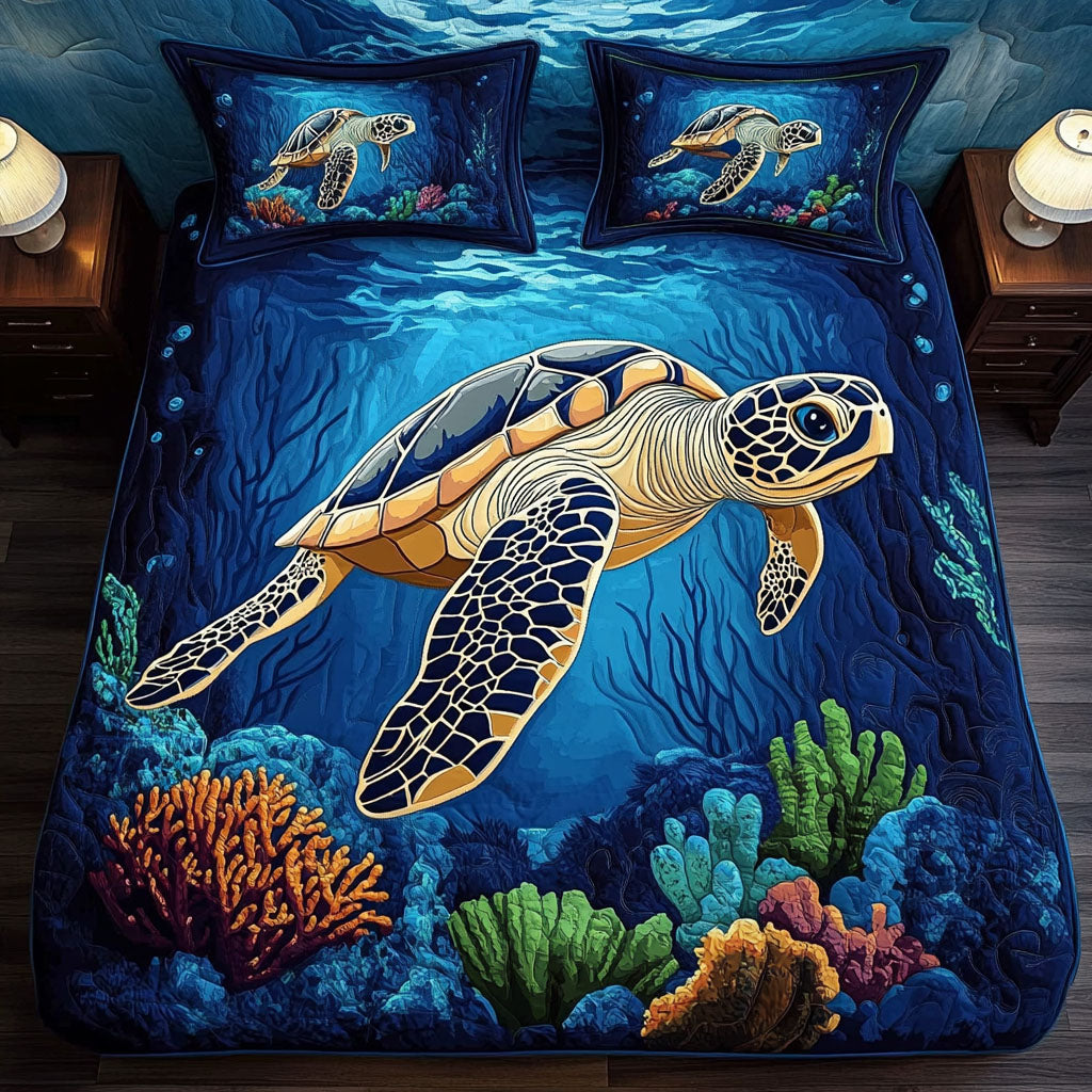 Coral Explorer 3-Piece Quilted Bedding Set NCU0NT3582 – Vantique