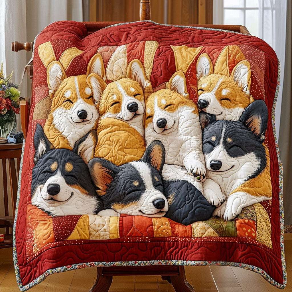 Corgi Cuddle Squad Quilted Blanket NCU0PT1468 – Vantique