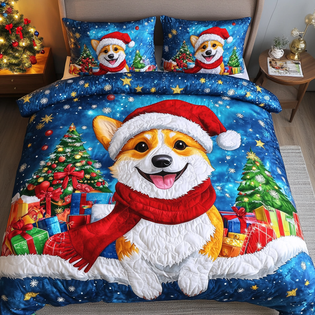 Corgi Wonderland 3-Piece Quilted Bedding Set NCU0DK3044 – Vantique
