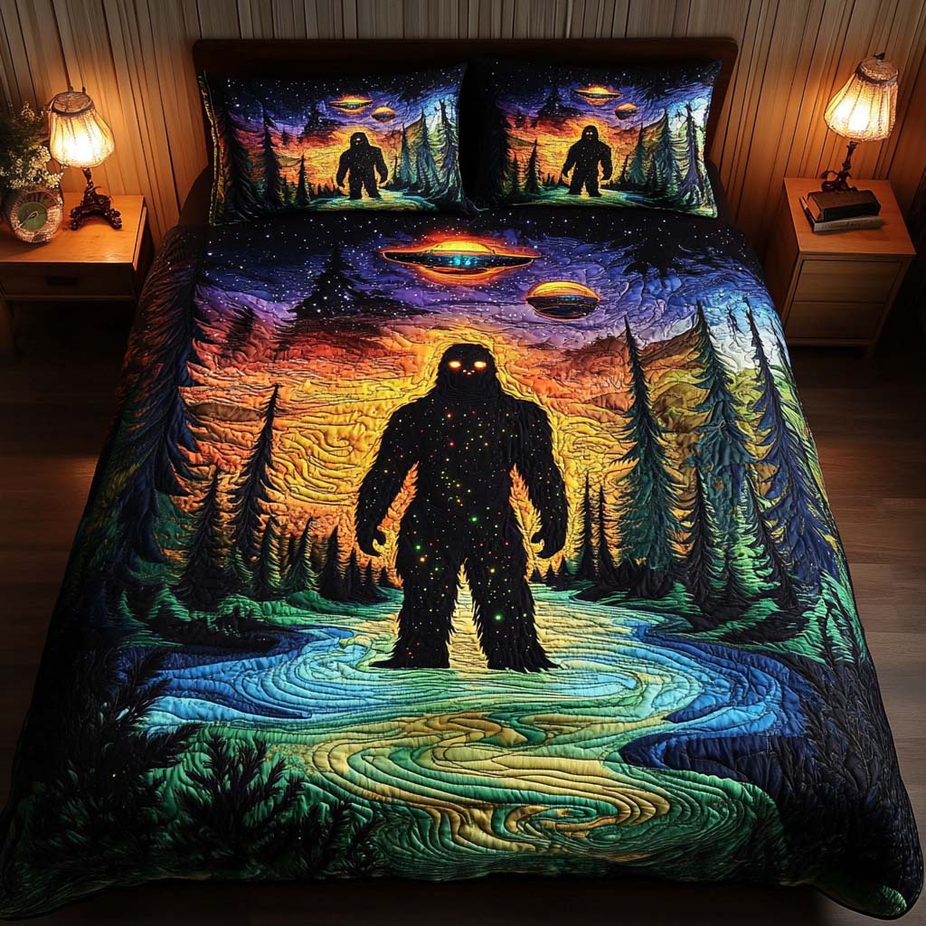 Cosmic Sasquatch 3-Piece Quilted Bedding Set NCU0NT8009 – Vantique