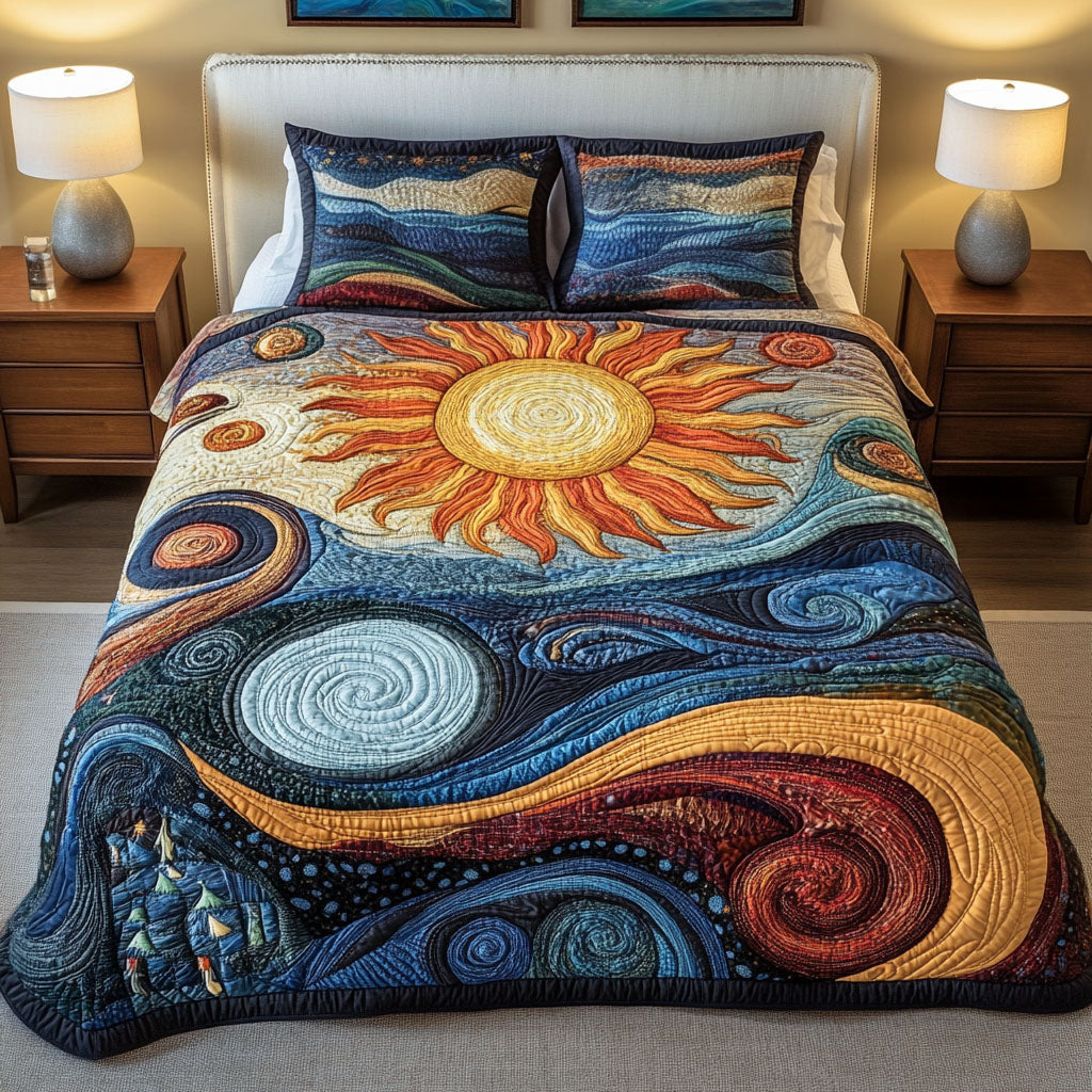 Cosmic Sunrise 3-Piece Quilted Bedding Set NCU0NT2977 – Vantique