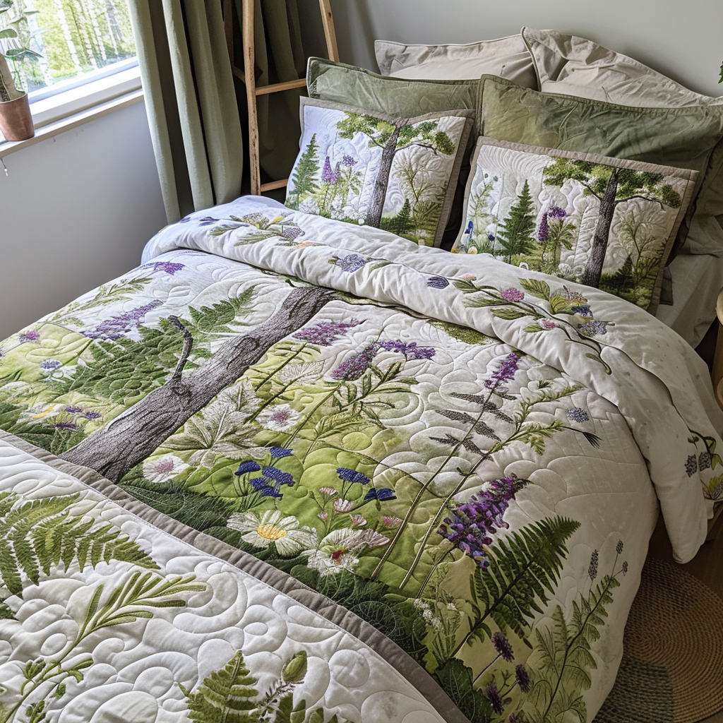 Cottage Foliage 3-Piece Quilted Bedding Set NCU0DV6067 – Vantique