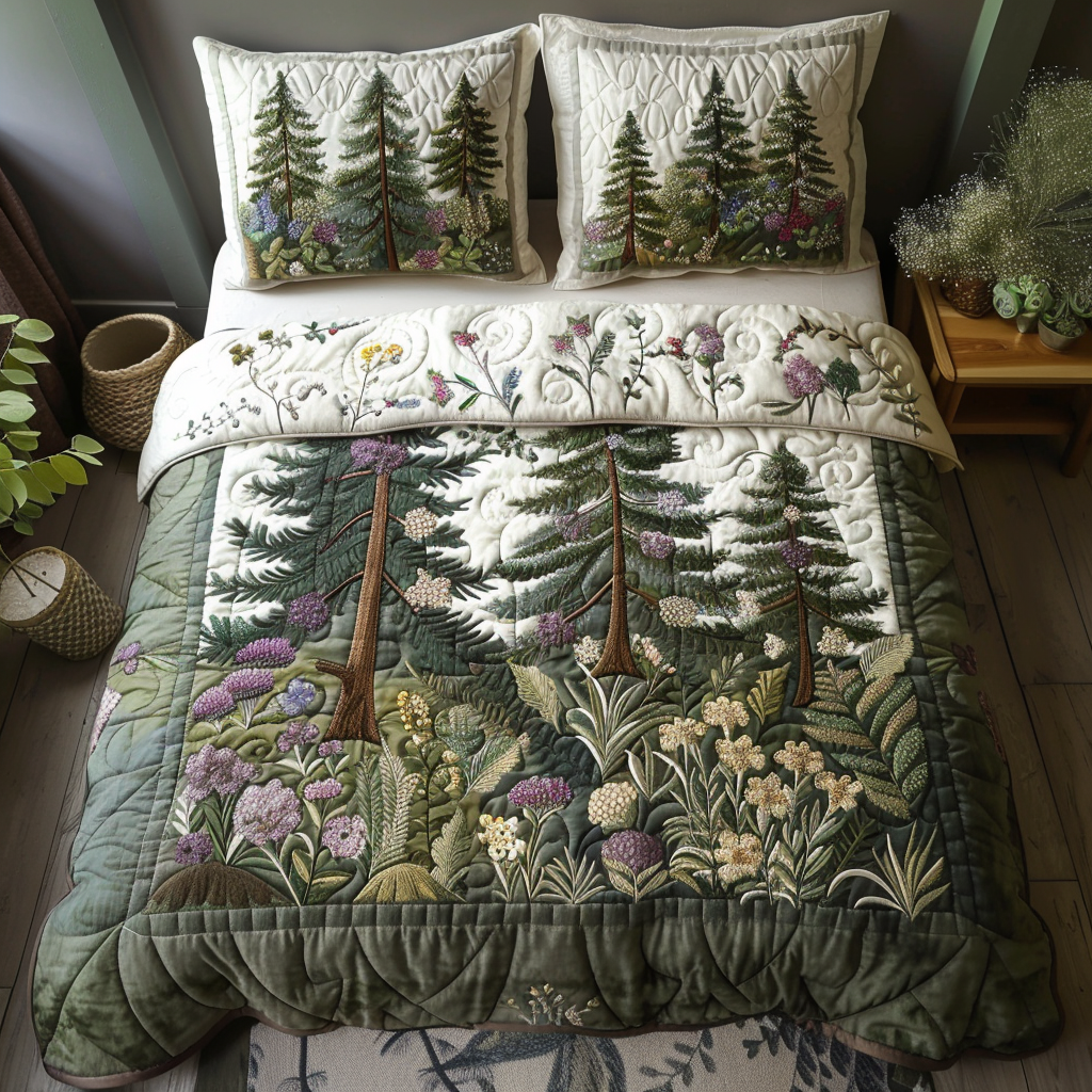 Cottage Forest 3-Piece Quilted Bedding Set NCU0DV6065 – Vantique