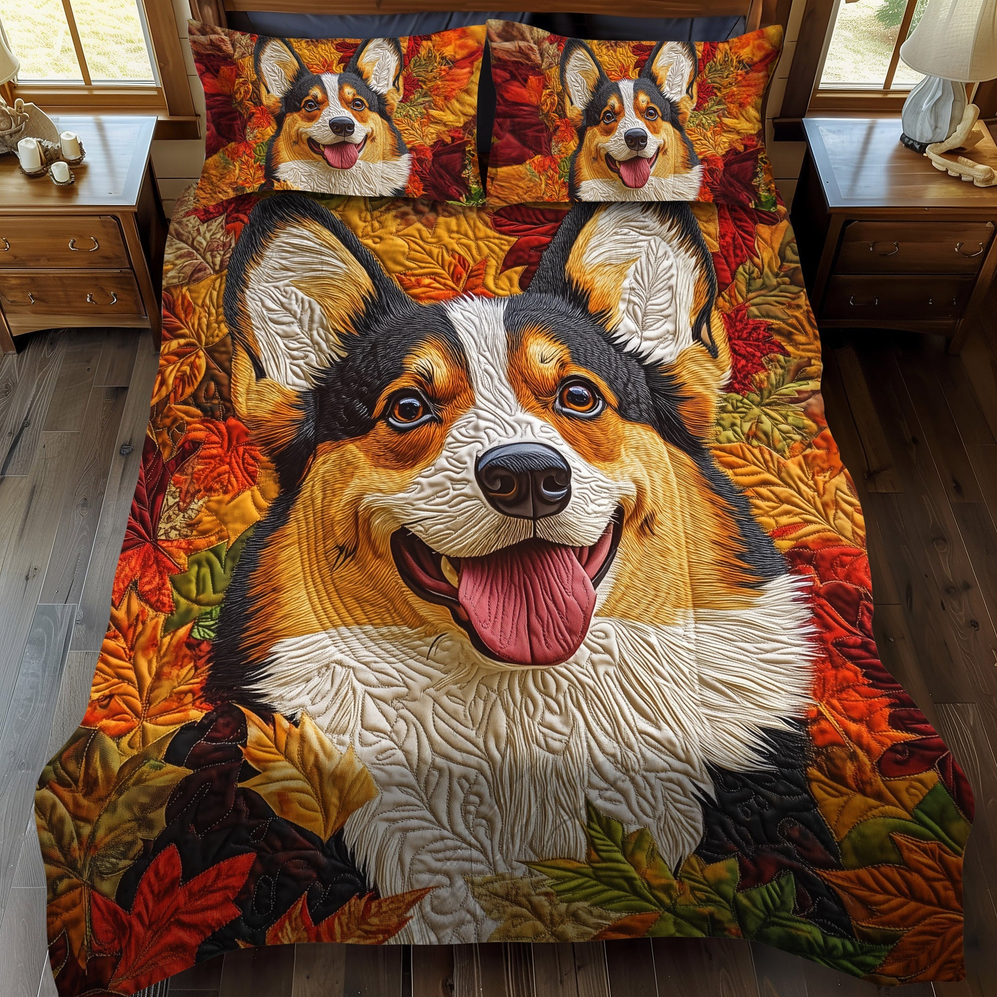 Cozy Corgi 3-Piece Quilted Bedding Set NCU0PT842 – Vantique