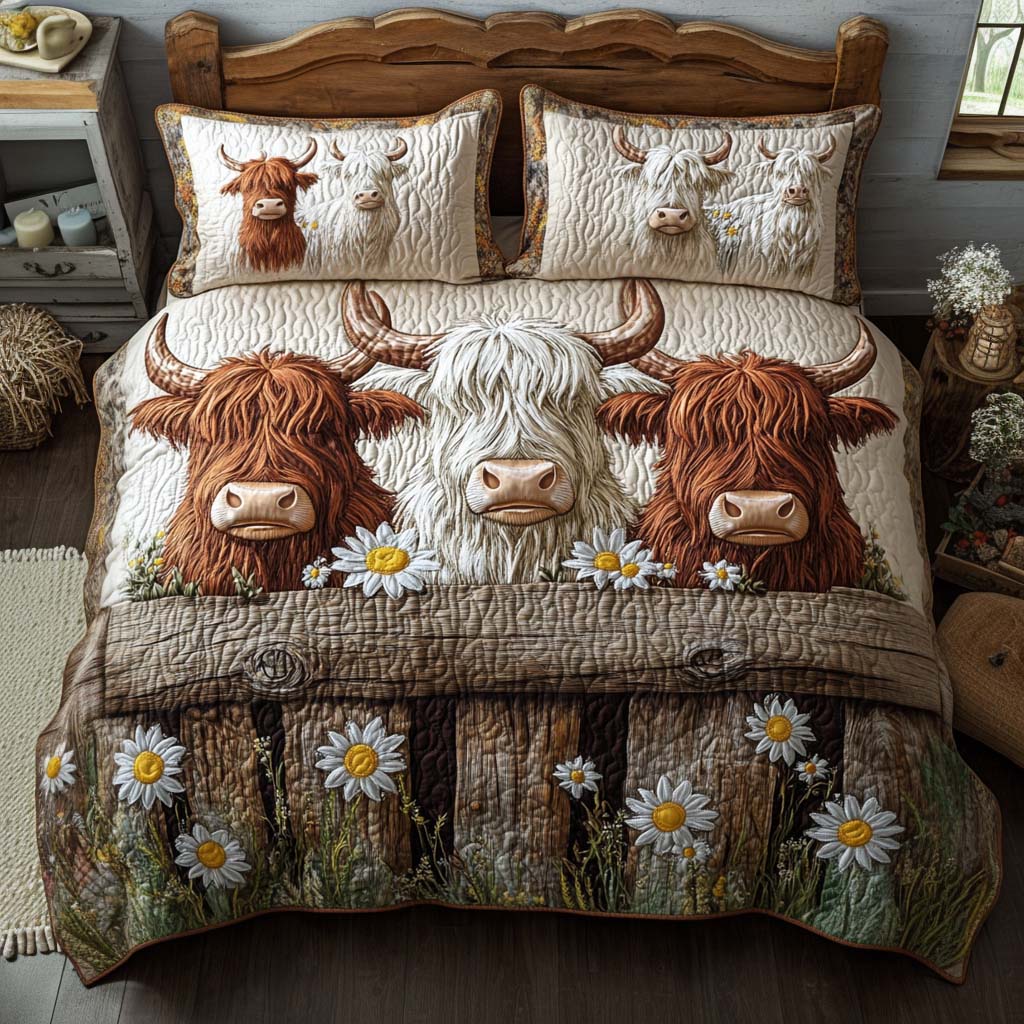 Cozy Highland Friend 3-Piece Quilted Bedding Set NCU0NT8287 – Vantique