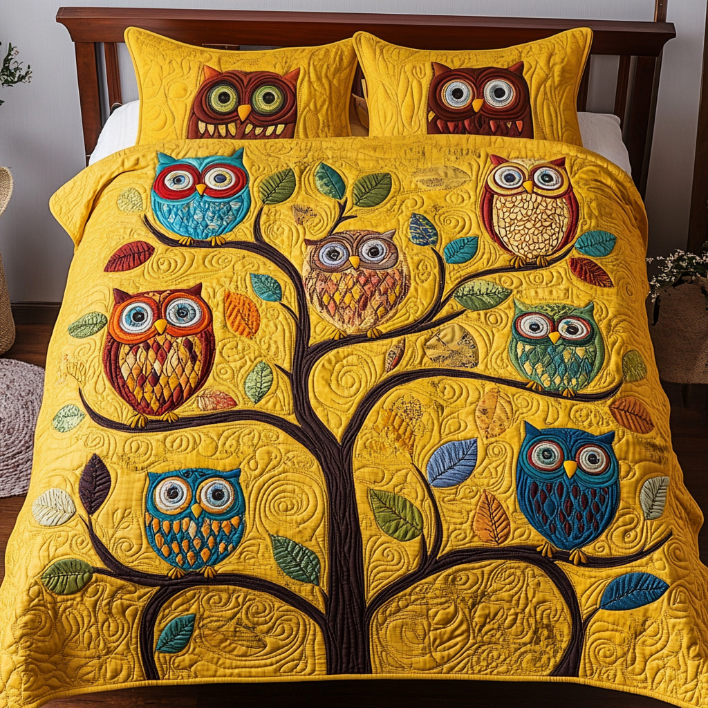 Cozy Owls 3-Piece Quilted Bedding Set NCU0VH805 – Vantique