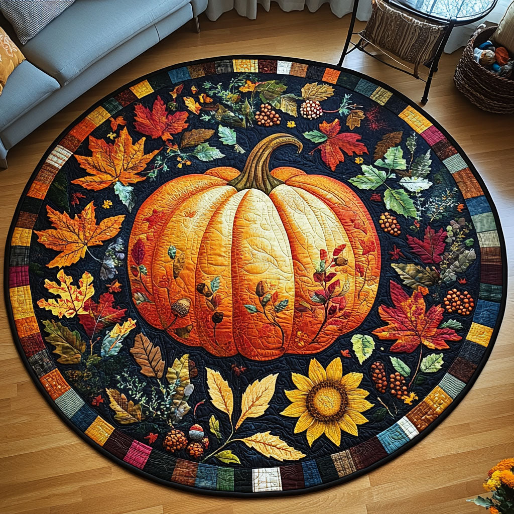 Cozy Pumpkin Escape Quilted Round Mat NCU0PT7874 – Vantique