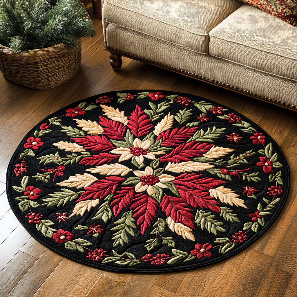 Crimson Bloom Quilted Round Mat NCU0DK10715 – Vantique